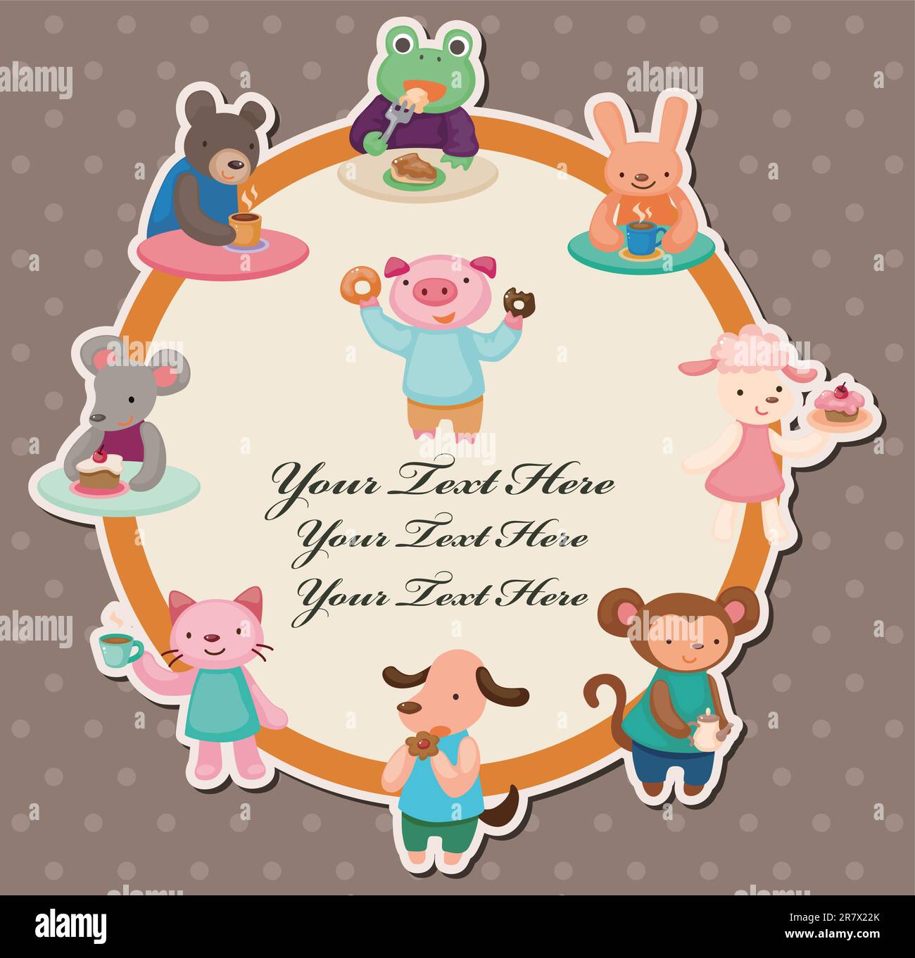 cartoon animal tea time card Stock Vector Image & Art - Alamy