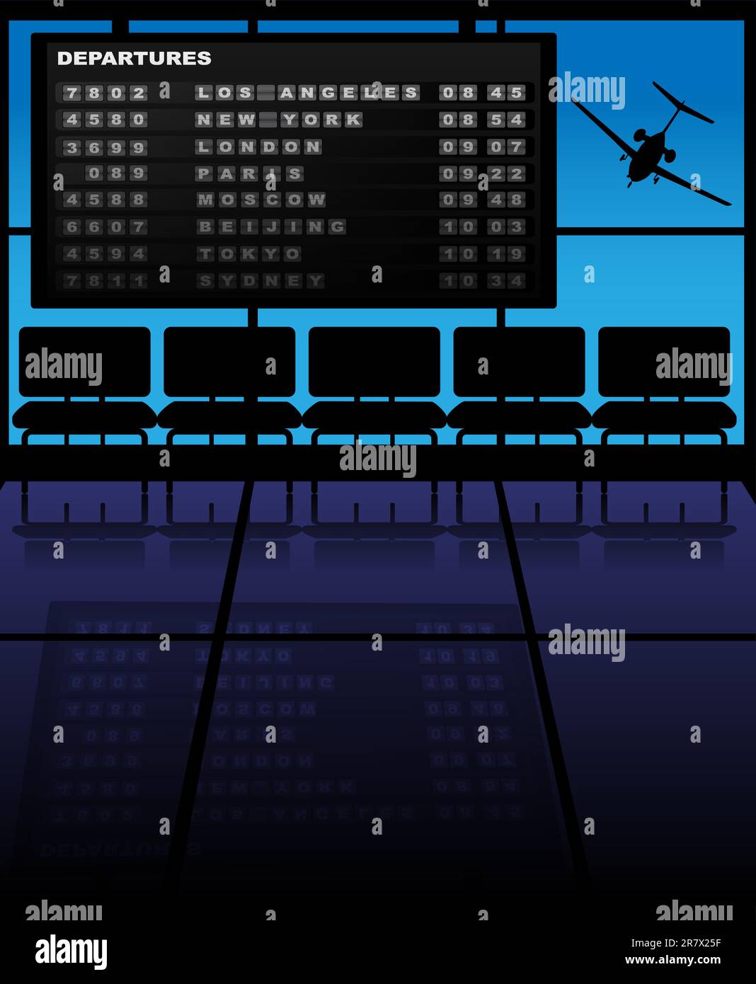 Illustration of Airport - Seats, Airplane and Departures Timetable ...