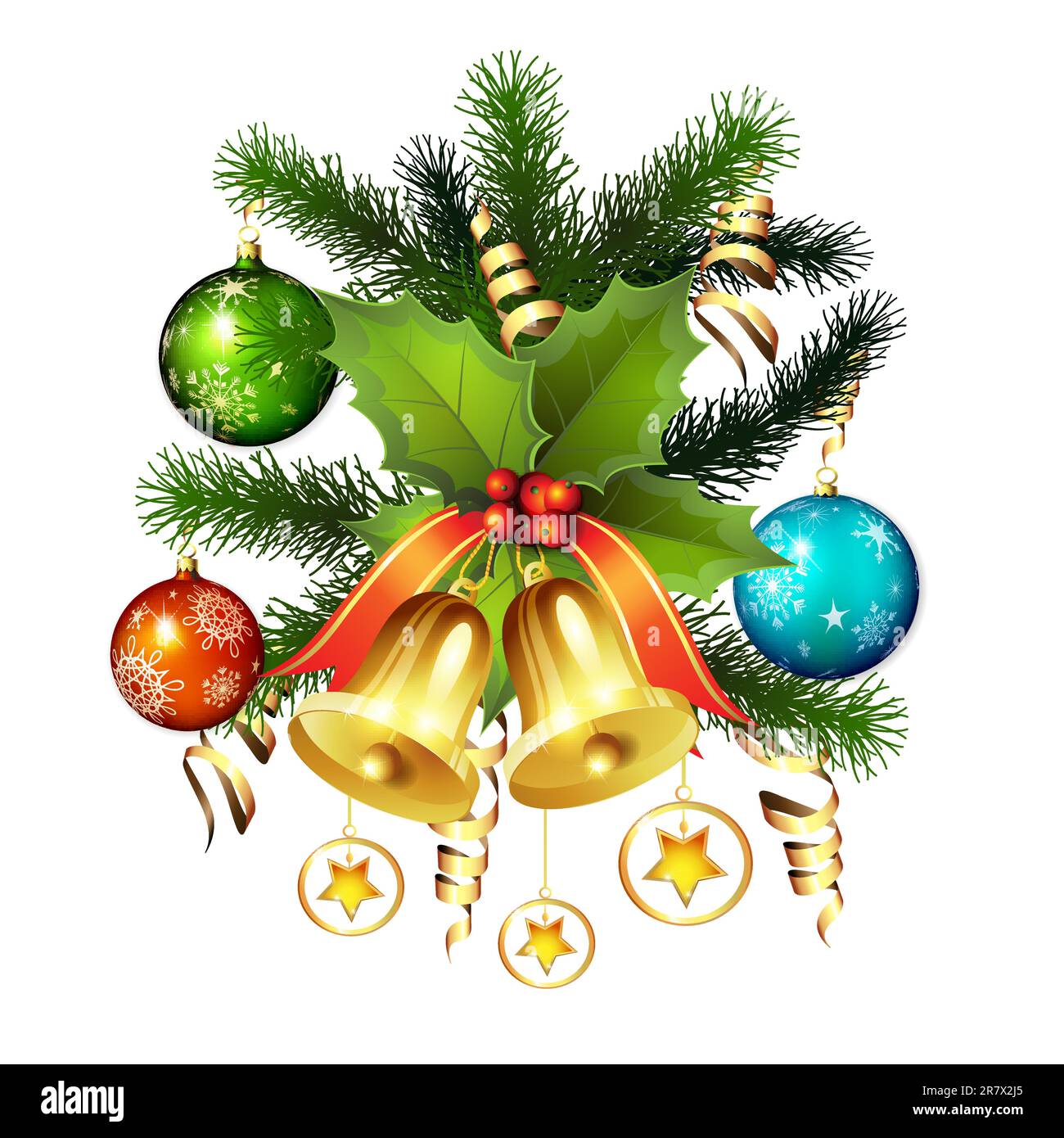 Christmas ball with pine tree and bells Stock Vector Image & Art - Alamy