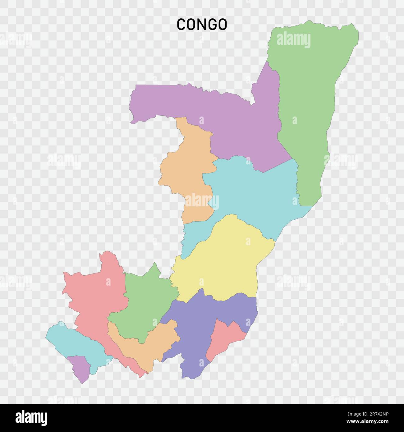 Isolated colored map of Congo with borders of the regions Stock Vector ...