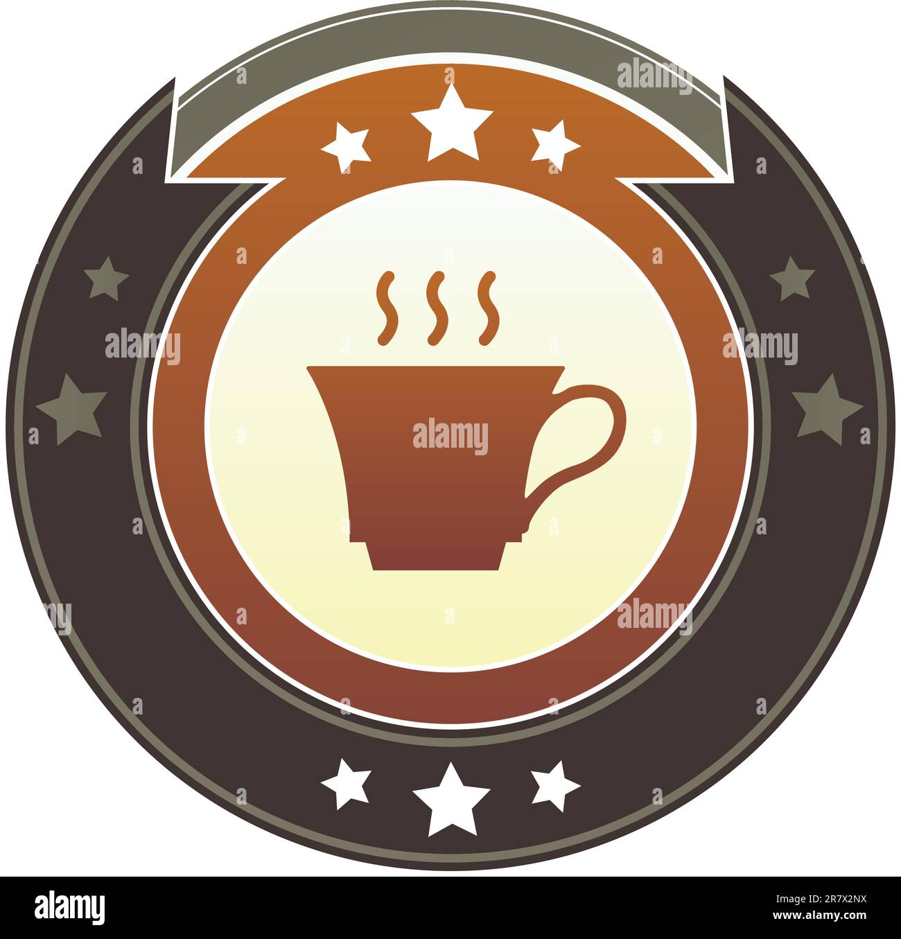 Coffee, tea, or cafe icon on round red and brown imperial vector button ...