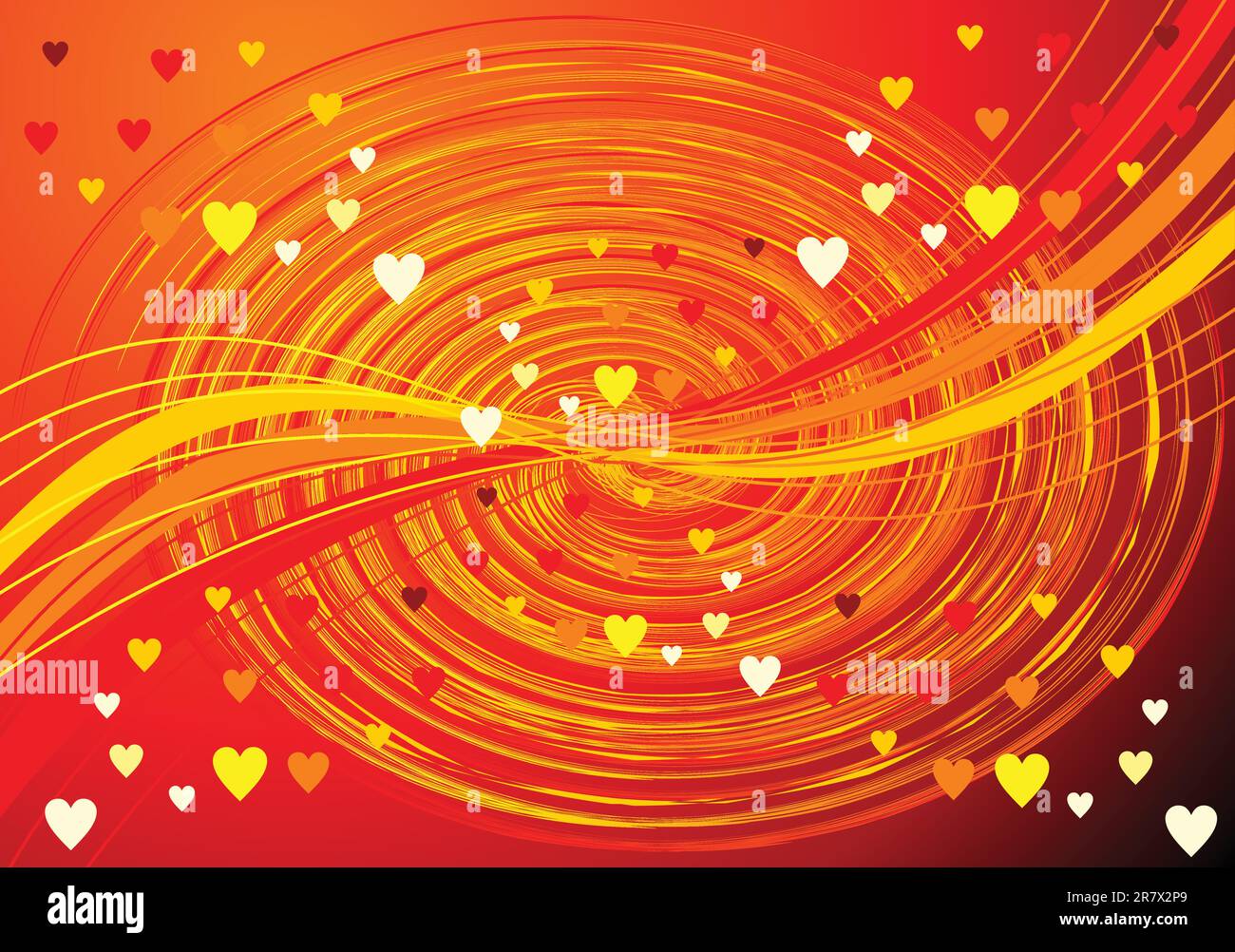 abstract orange wave background with hearts vector illustration Stock ...