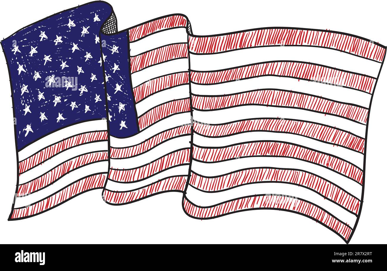 Doodle style patriotic American flag vector illustration Stock Vector ...
