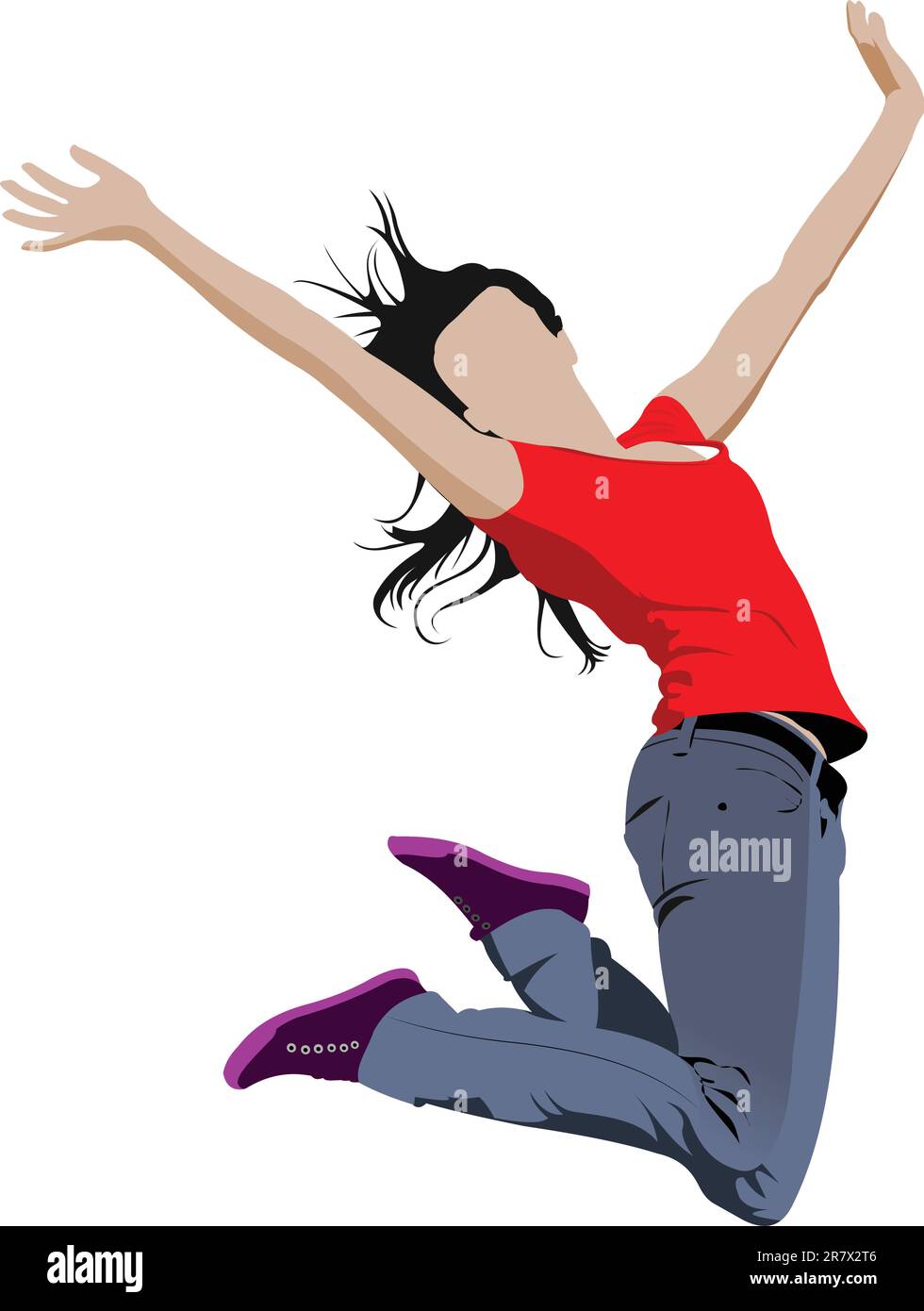 Jumping girl. Colored vector illustration Stock Vector Image & Art - Alamy