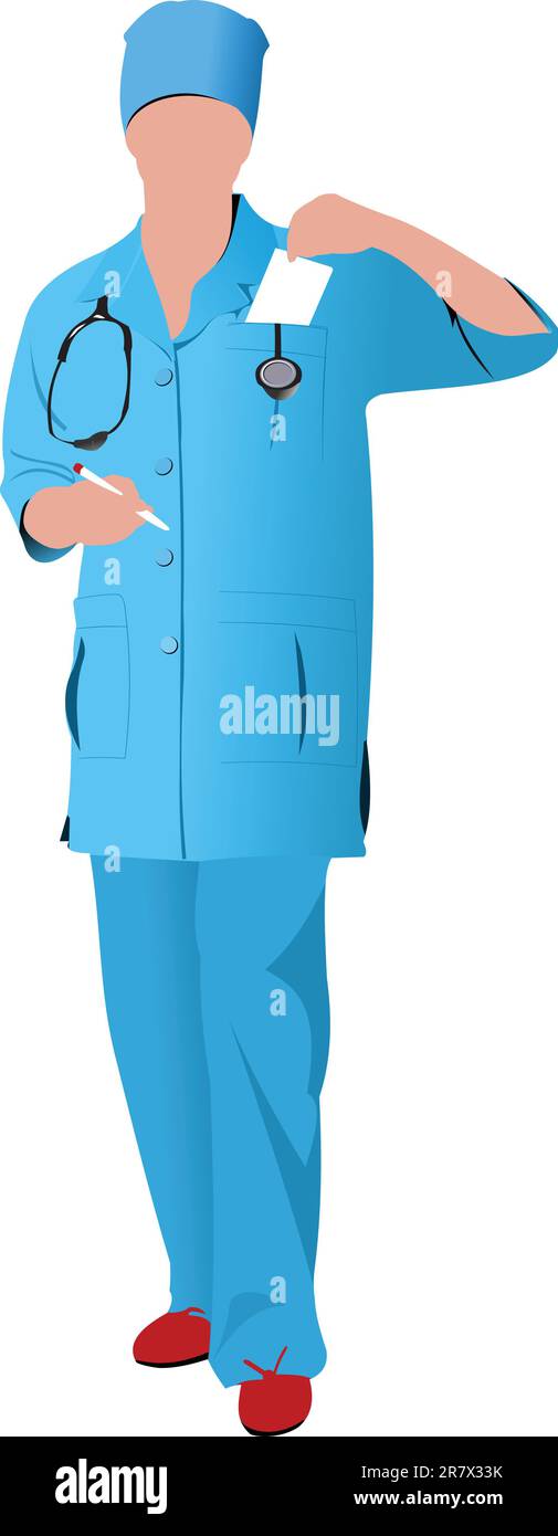 Nurse woman with white doctor`s smock. Vector illustration Stock Vector ...