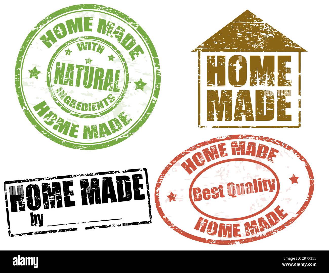 Set of grunge rubber stamps with text home made written inside, vector ...