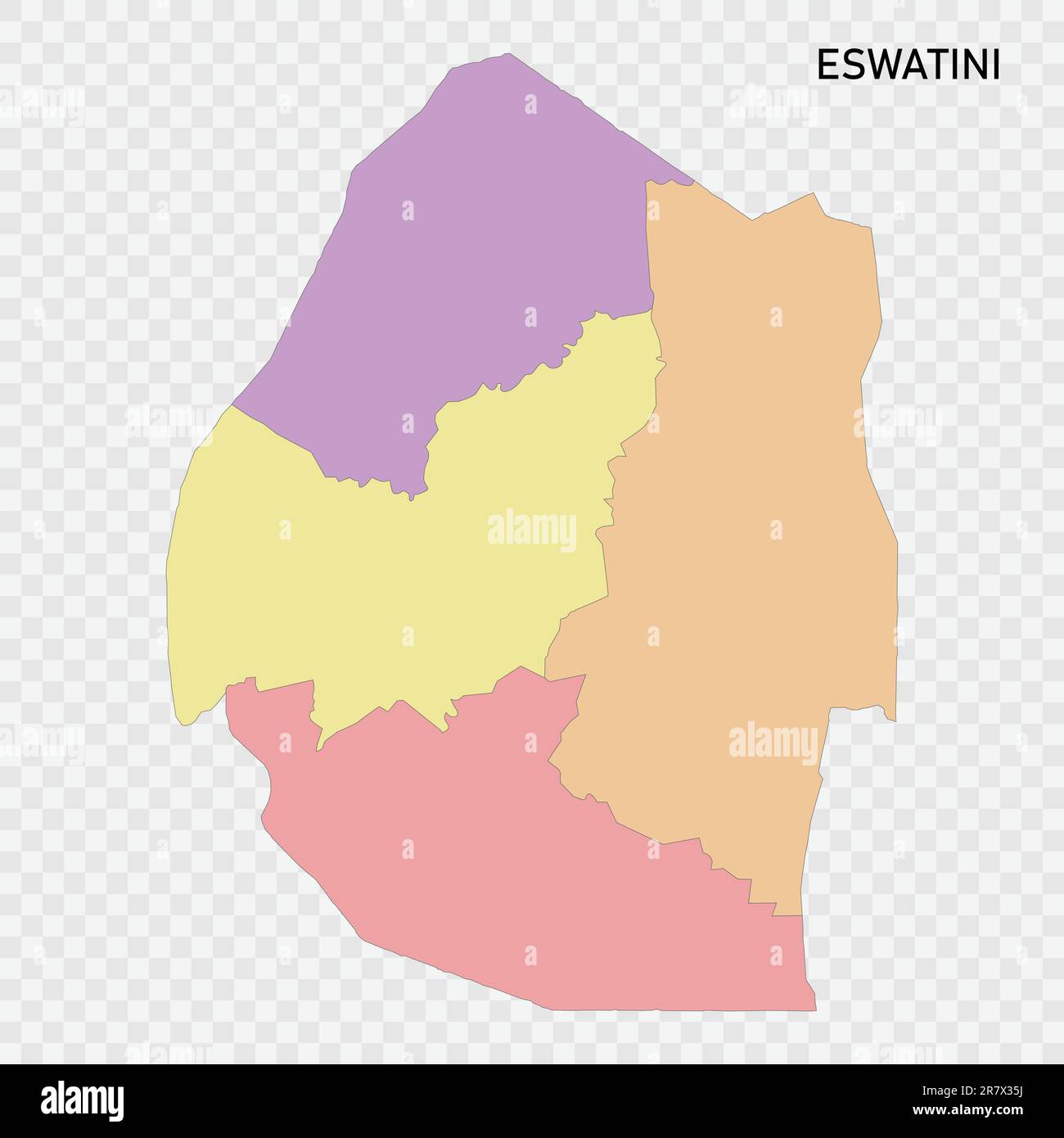 Isolated colored map of Eswatini with borders of the regions Stock ...