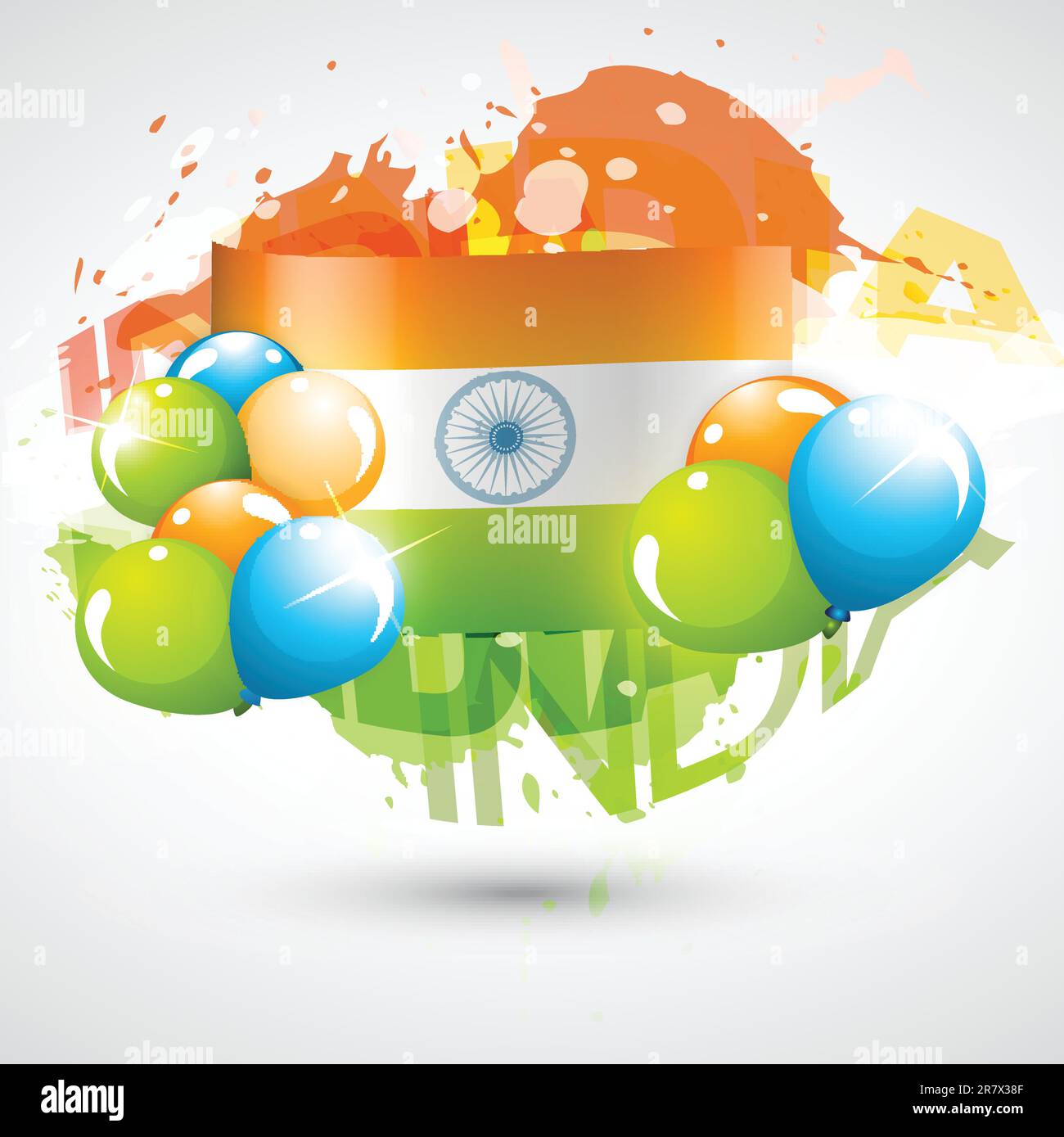vector abstract style indian flag design with balloons Stock Vector ...