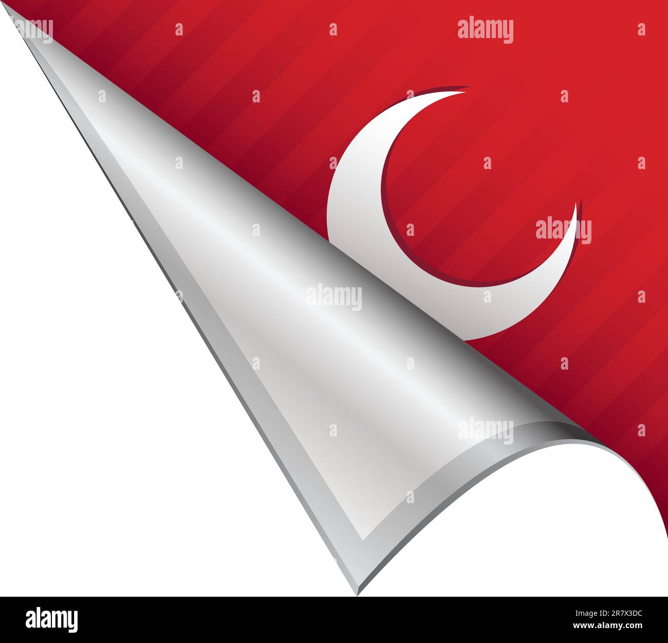 Crescent moon icon on vector peeled corner tab suitable for use in ...