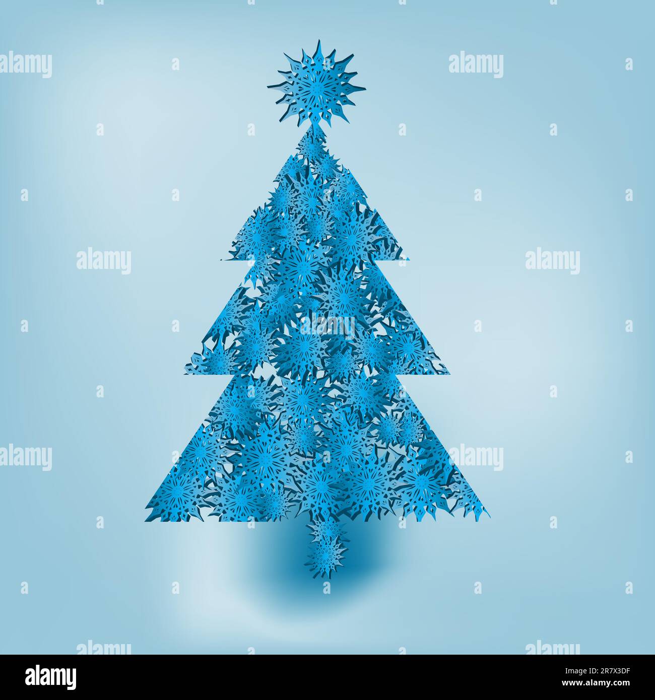 vector christmas tree made of 3d snowflakes Stock Vector Image & Art ...