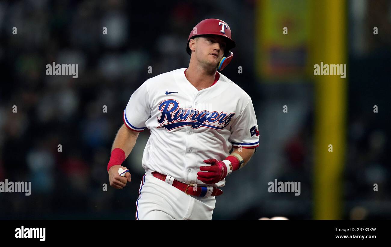 Texas Rangers' Josh Jung runs the bases after hitting a home run that ...