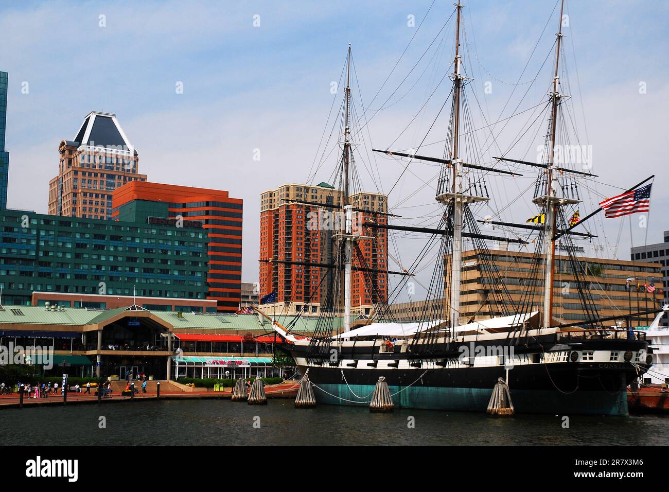 The sloop of war USS Constellation is docked in Inner Harbor of ...