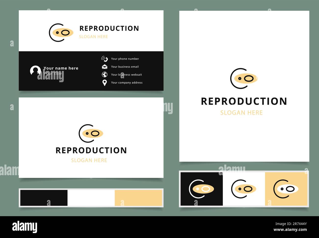 Reproduction logo design with editable slogan. Branding book and ...