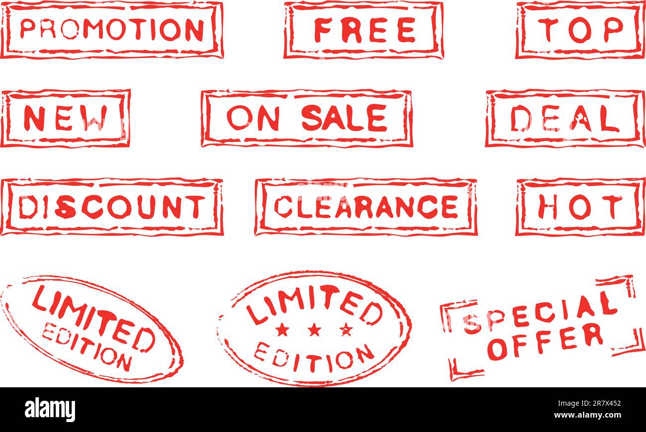 Set of twelve commercial grungy ink stamps Stock Vector Image & Art - Alamy