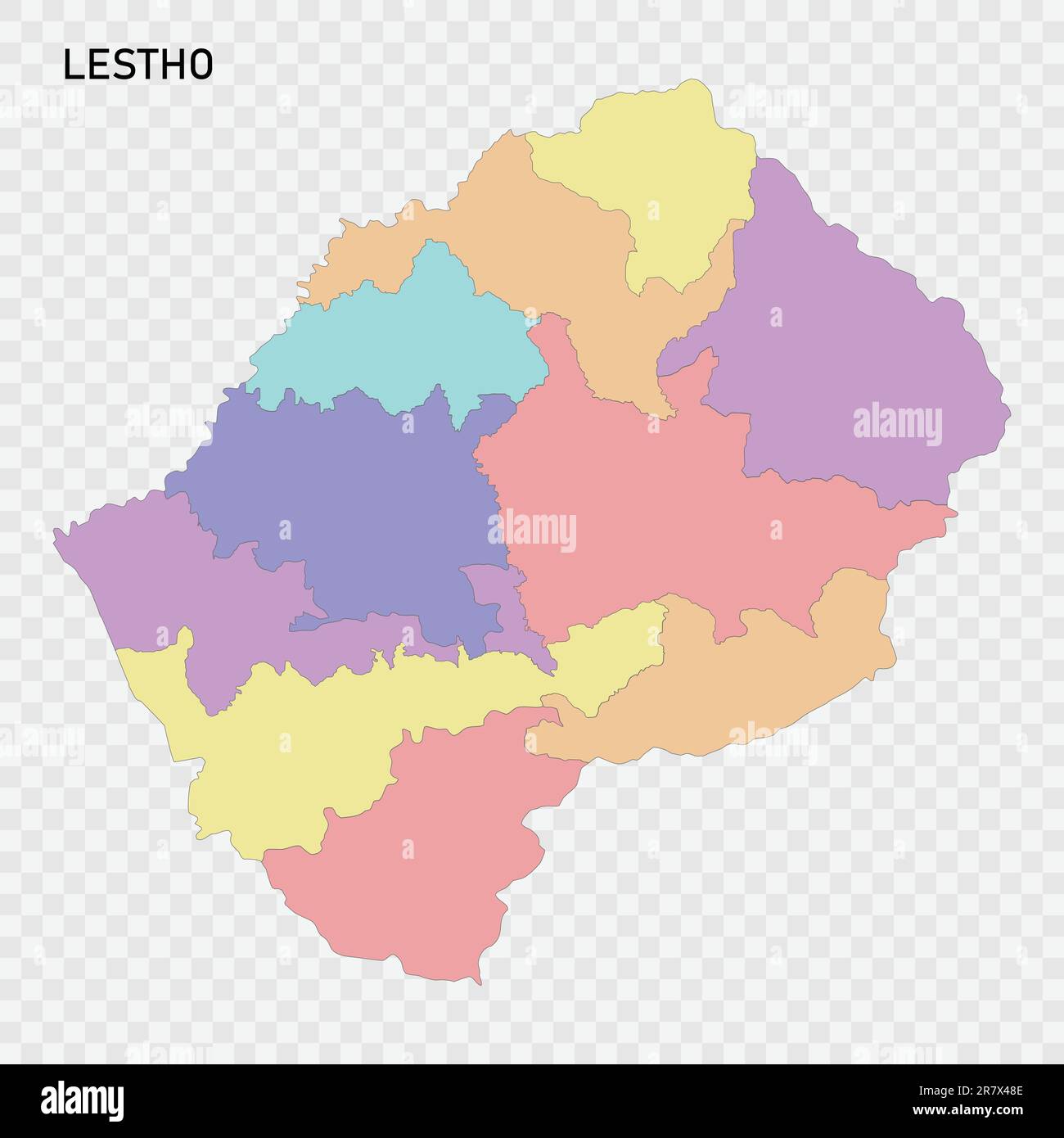 Isolated colored map of Lesotho with borders of the regions Stock ...