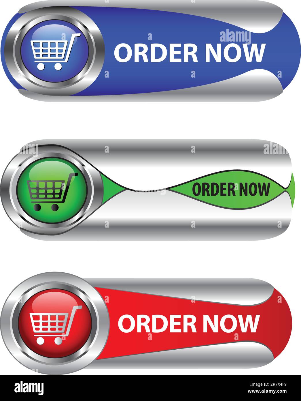 Metallic order now button/icon set for web applications. Vector Stock ...