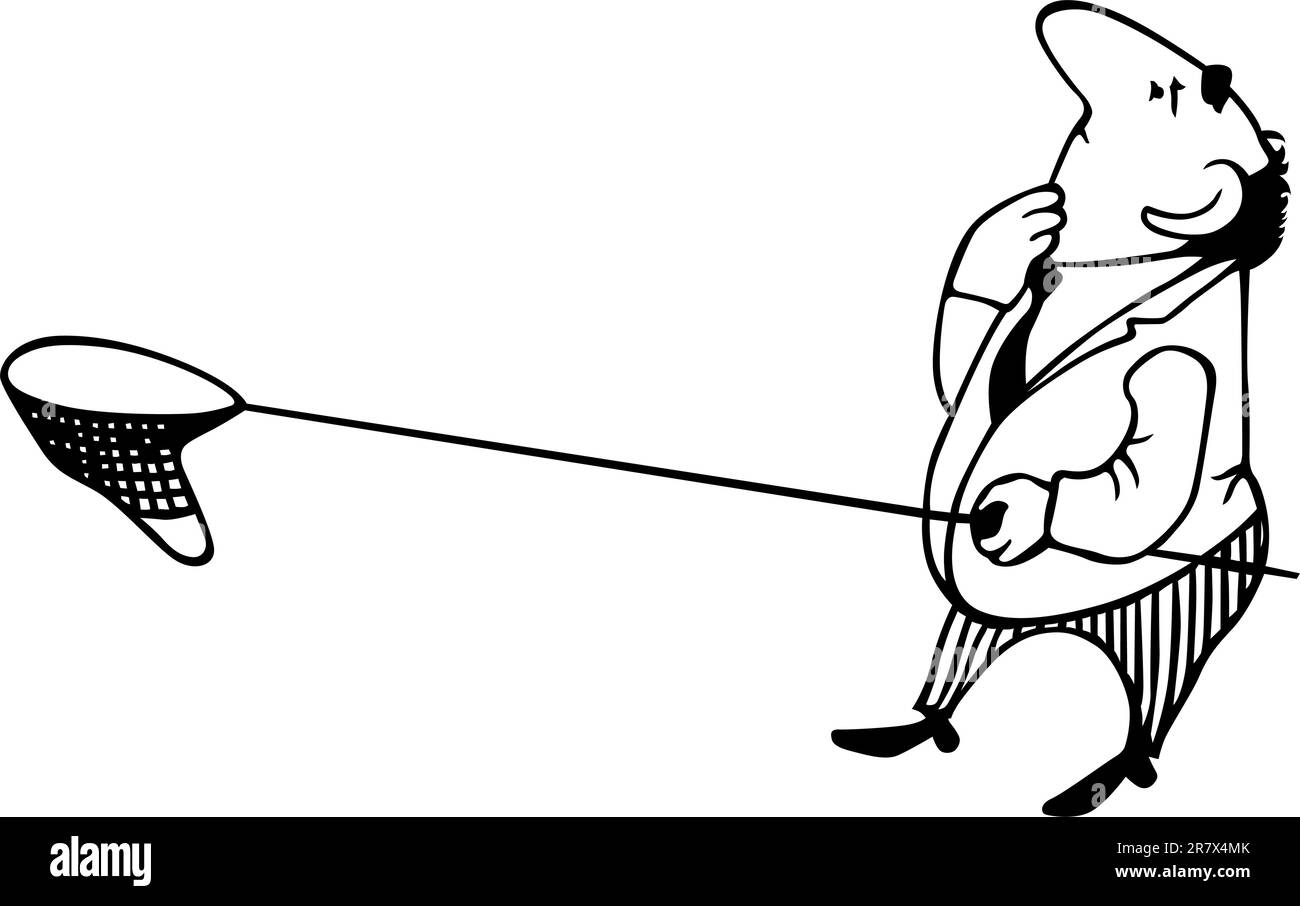 Business man with butterfly net isolated on white background Stock ...