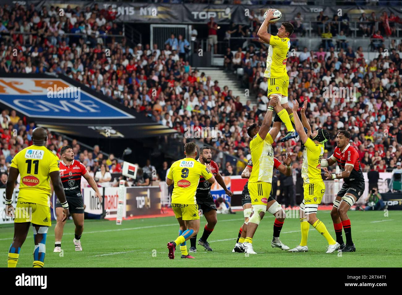 PARIS, FRANCE - JUNE 17: Paul Boudehent of Stade Rochelais wins the ...