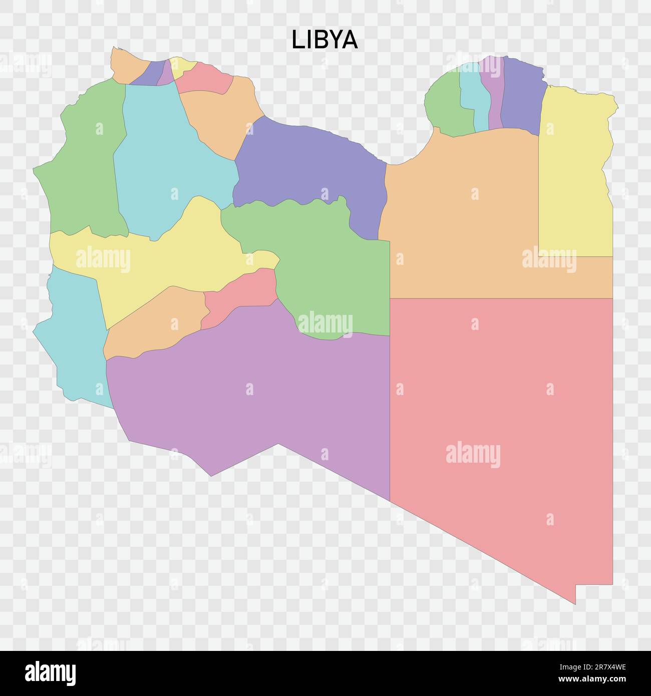 Isolated colored map of Libya with borders of the regions Stock Vector Image & Art - Alamy