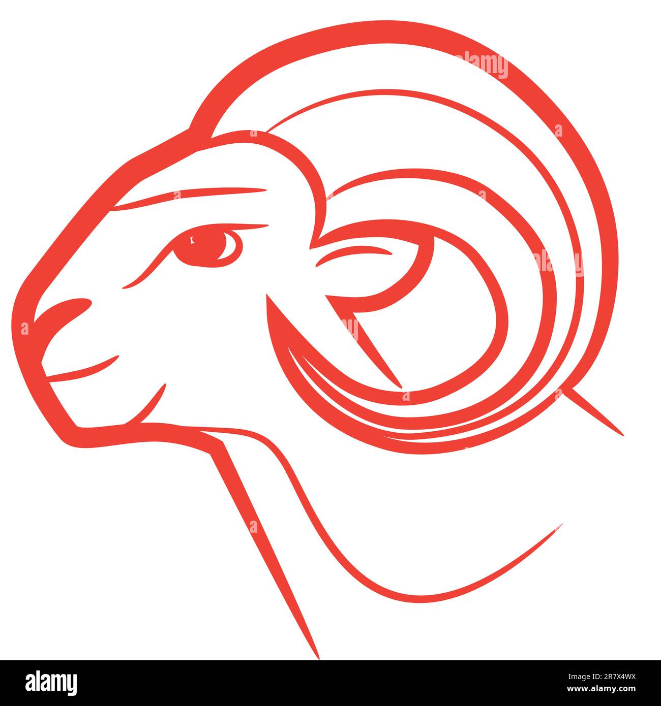Zodiac sign Aries logo, icon sketch style tattoo sheep isolated on ...