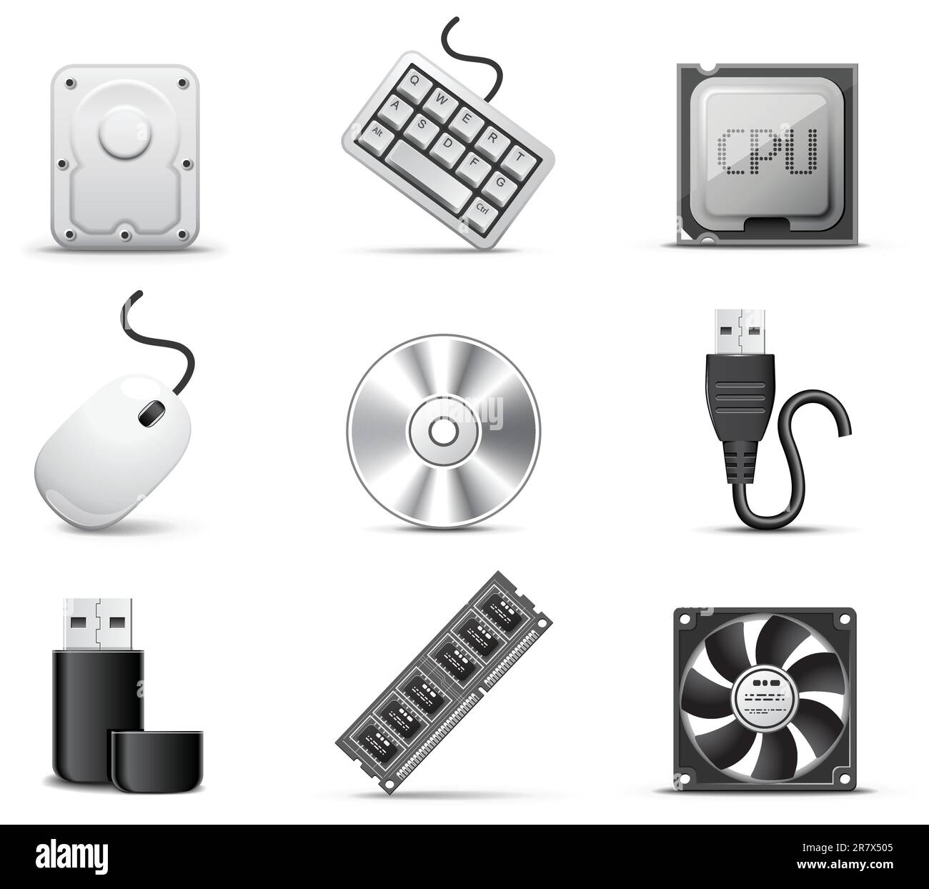Computer parts icons black Black and White Stock Photos & Images - Alamy