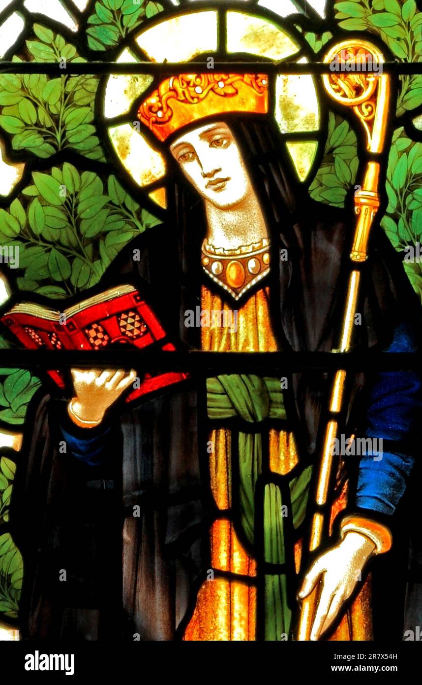 Saint Hilda, stained glass window, by J. Powell & Son, 1900, Blakeney ...