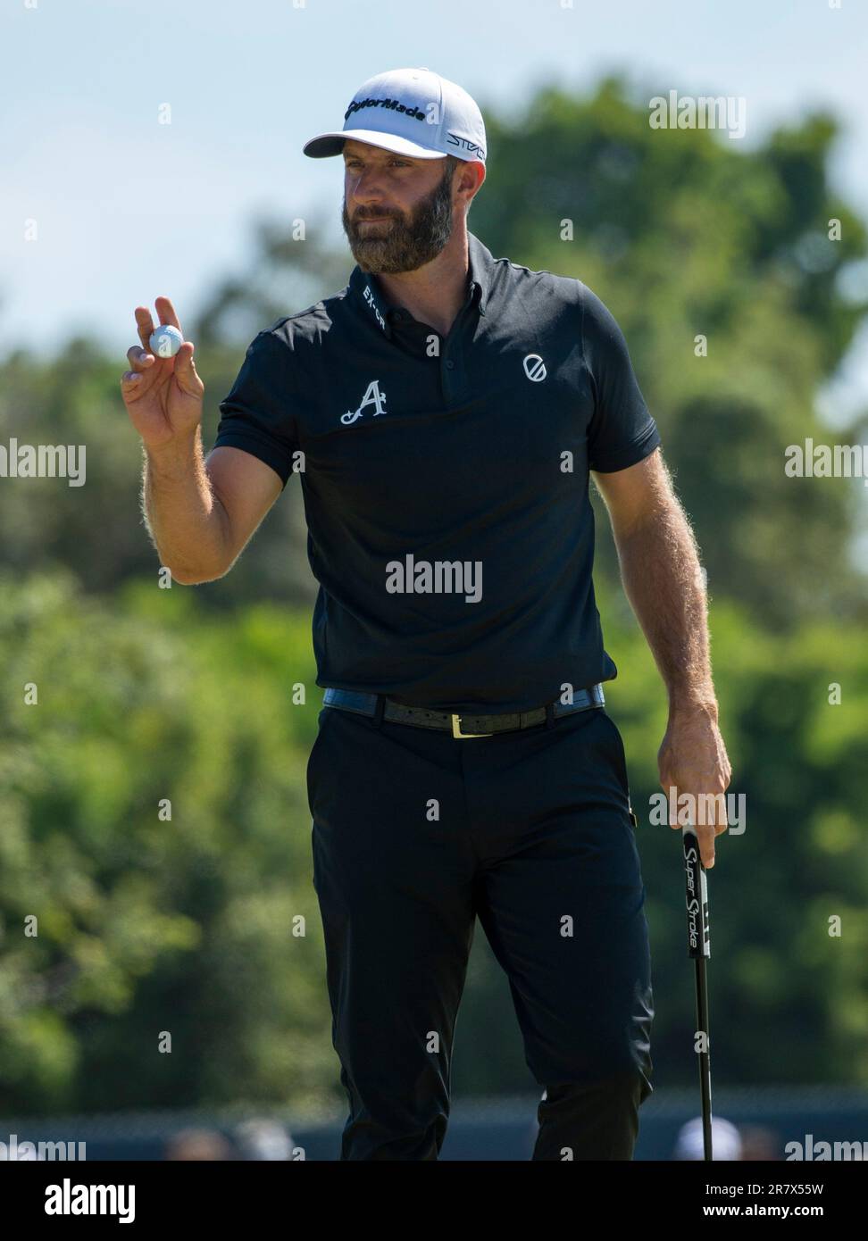 Los Angeles, United States. 17th June, 2023. Dustin Johnson reacts ...