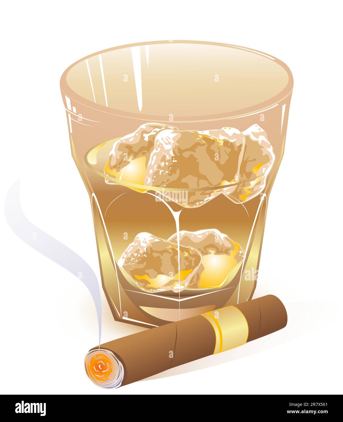 Whiskey in glass cigar Stock Vector Images - Alamy