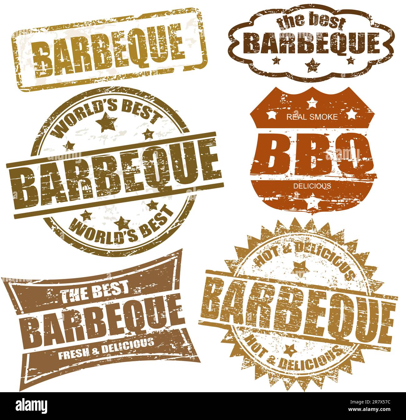 Set of grunge rubber stamps with the word barbeque written inside ...