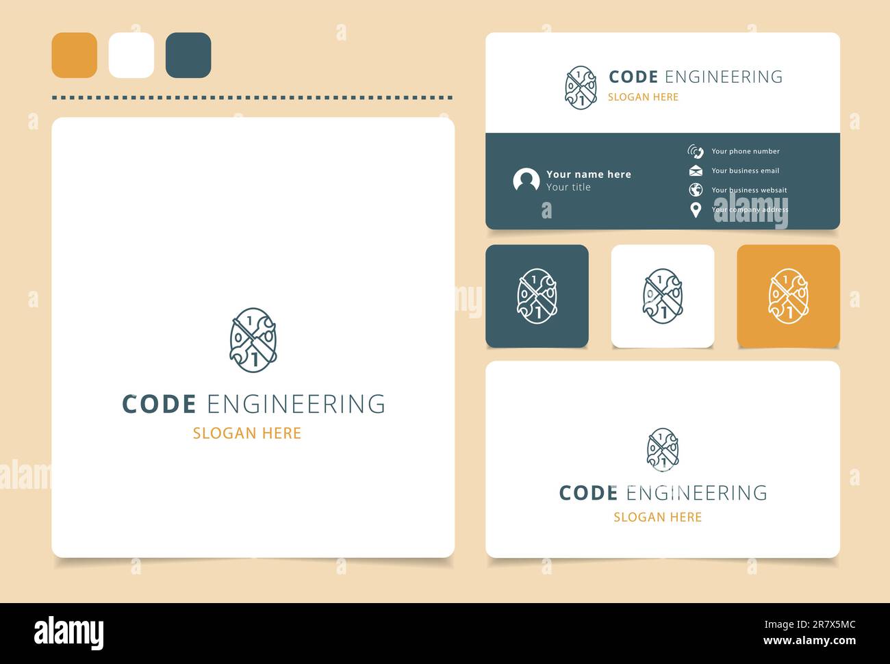 Code engineering logo design with editable slogan. Branding book and ...