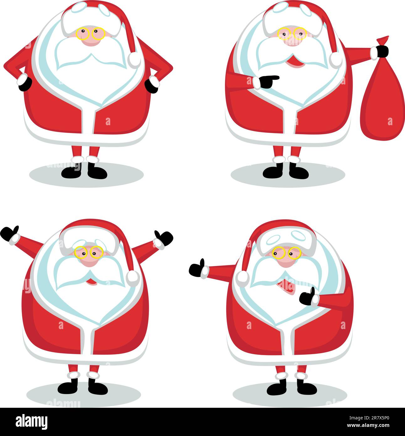 Santa in different positions isolated. Vector illustration Stock Vector ...
