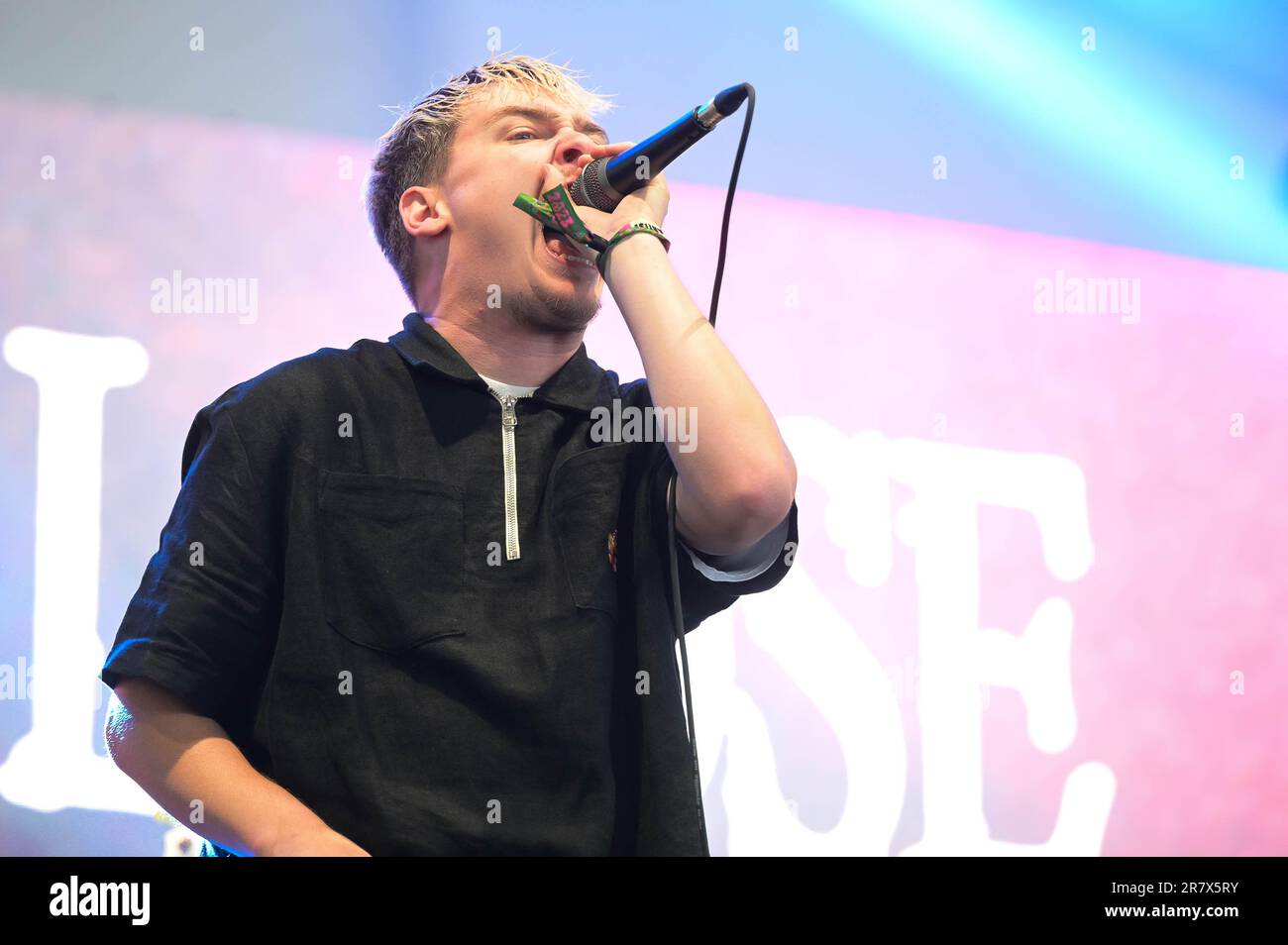 Knocked Loose vocalist Bryan Garris performs during Day 2 of the 2023 ...