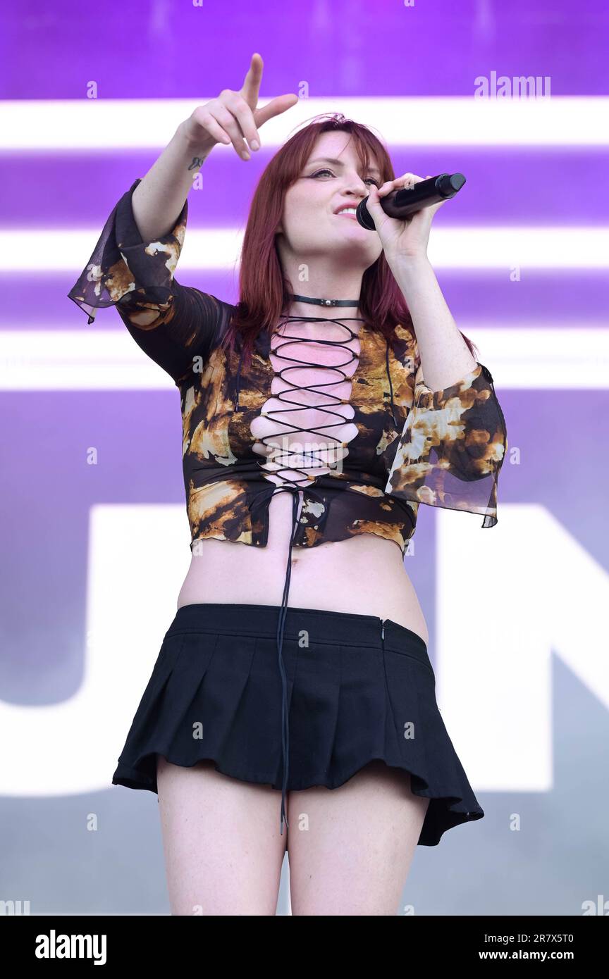 Muna lead singer Katie Gavin performs during Day 2 of the 2023 Bonnaroo ...