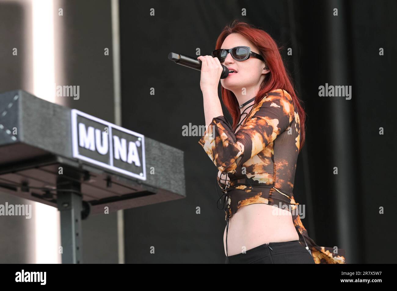 Muna lead singer Katie Gavin performs during Day 2 of the 2023 Bonnaroo ...