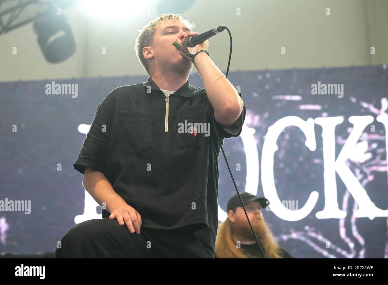 Knocked Loose vocalist Bryan Garris and bassist Kevin Otten perform ...