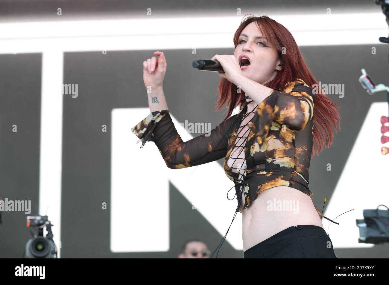 Muna lead singer Katie Gavin performs during Day 2 of the 2023 Bonnaroo ...
