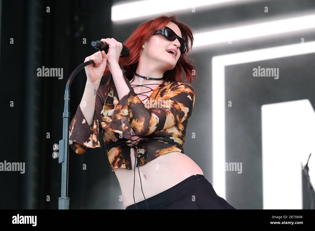 Muna lead singer Katie Gavin performs during Day 2 of the 2023 Bonnaroo ...