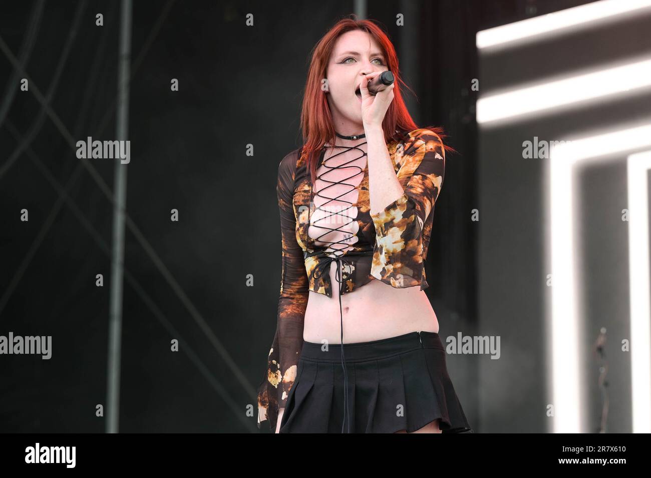 Muna lead singer Katie Gavin performs during Day 2 of the 2023 Bonnaroo ...