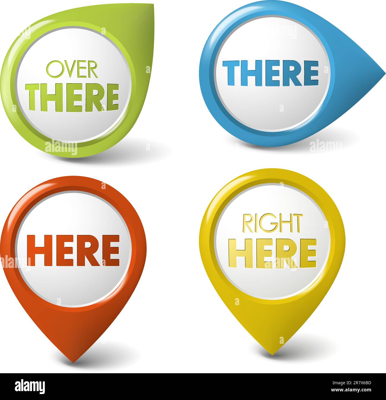 Vector Round 3D here / there pointer - button (call to action Stock Vector Image & Art - Alamy