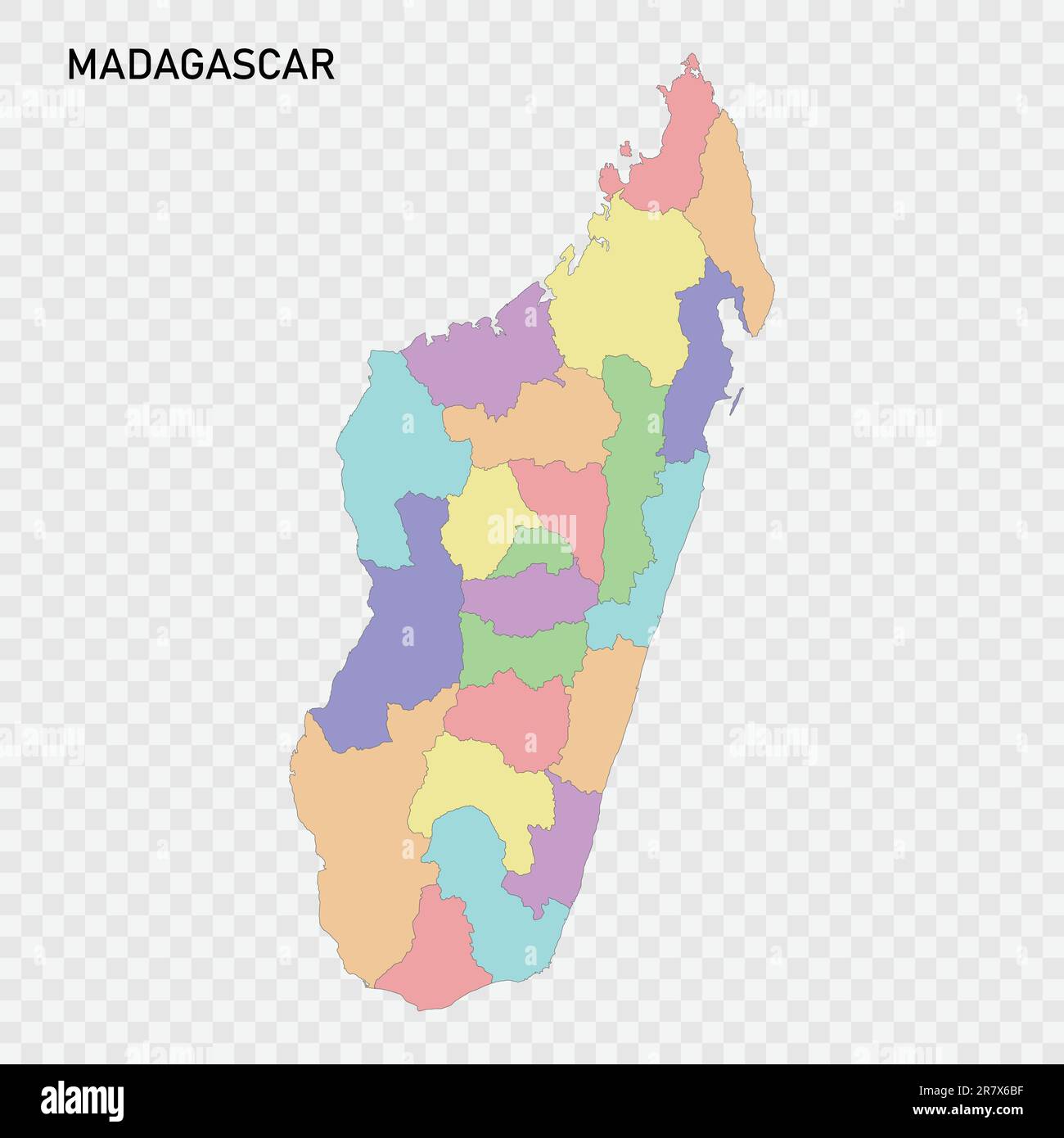 Isolated colored map of Madagascar with borders of the regions Stock Vector Image & Art - Alamy