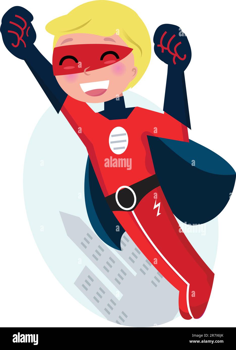Red superhero boy fighting with fist. Vector cartoon Illustration Stock ...