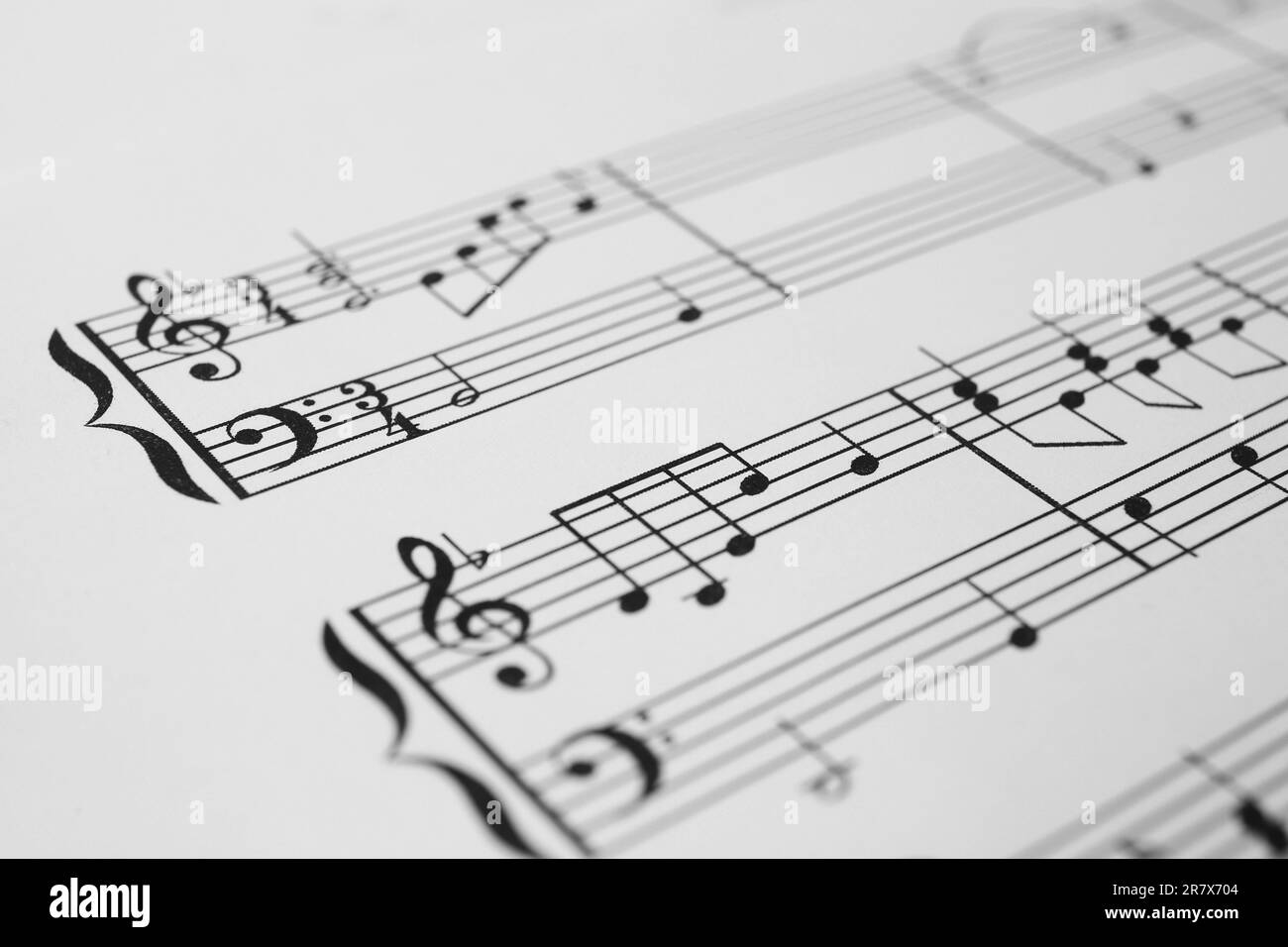 Sheet of paper with music notes as background, closeup view Stock Photo ...