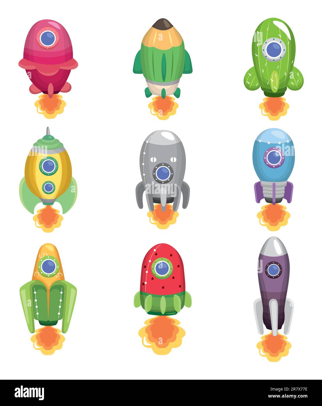 Space Shuttle Clip Art Cute Cute Cartoon Watercolor Rocket Icon Set On