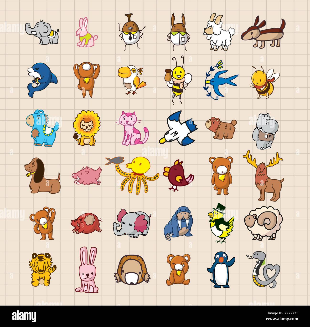 hand draw animal set Stock Vector Image & Art - Alamy