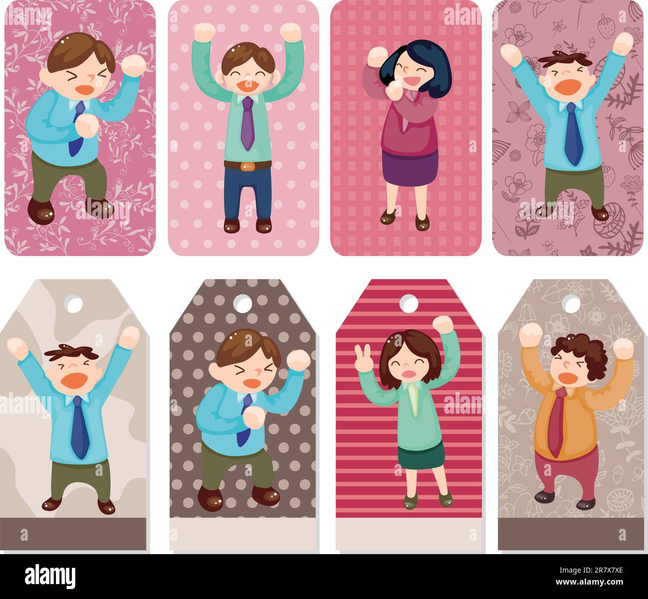 cartoon happy office workers card Stock Vector Image & Art - Alamy