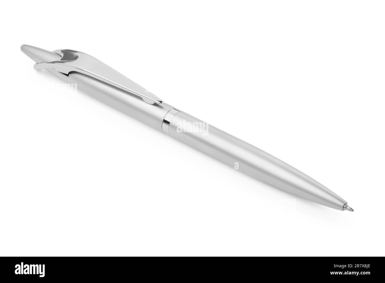 New stylish silver pen isolated on white Stock Photo - Alamy