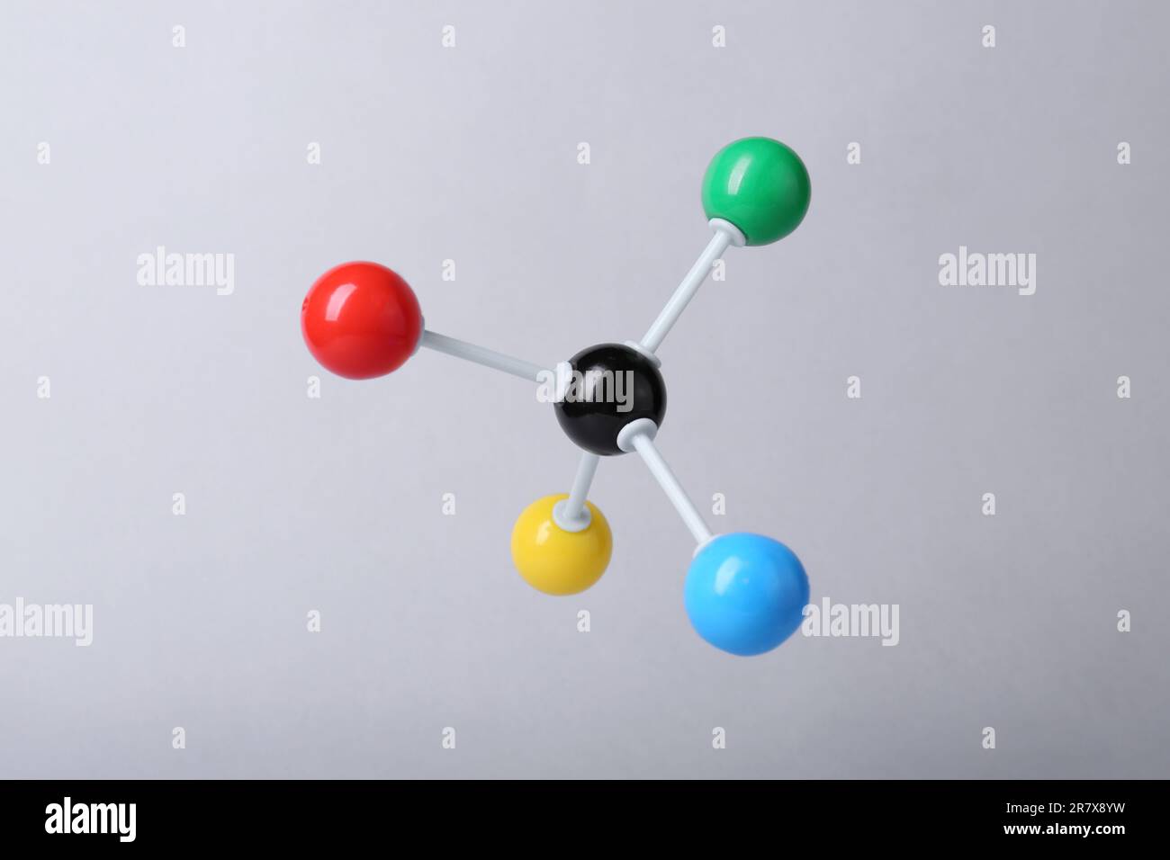 Molecular atom model on light grey background. Chemical structure Stock ...