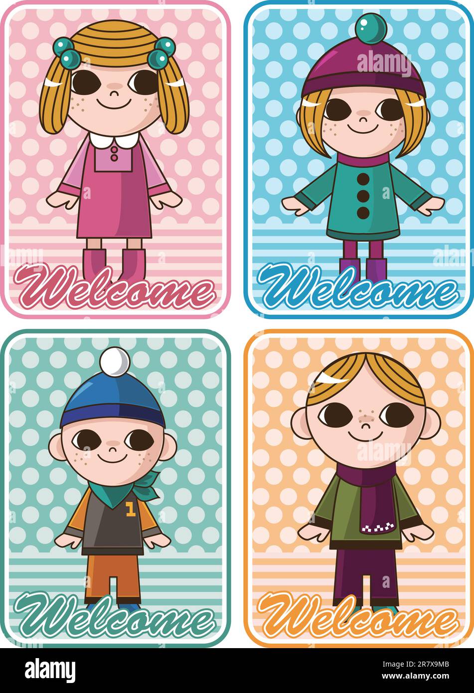 winter children card Stock Vector Image & Art - Alamy