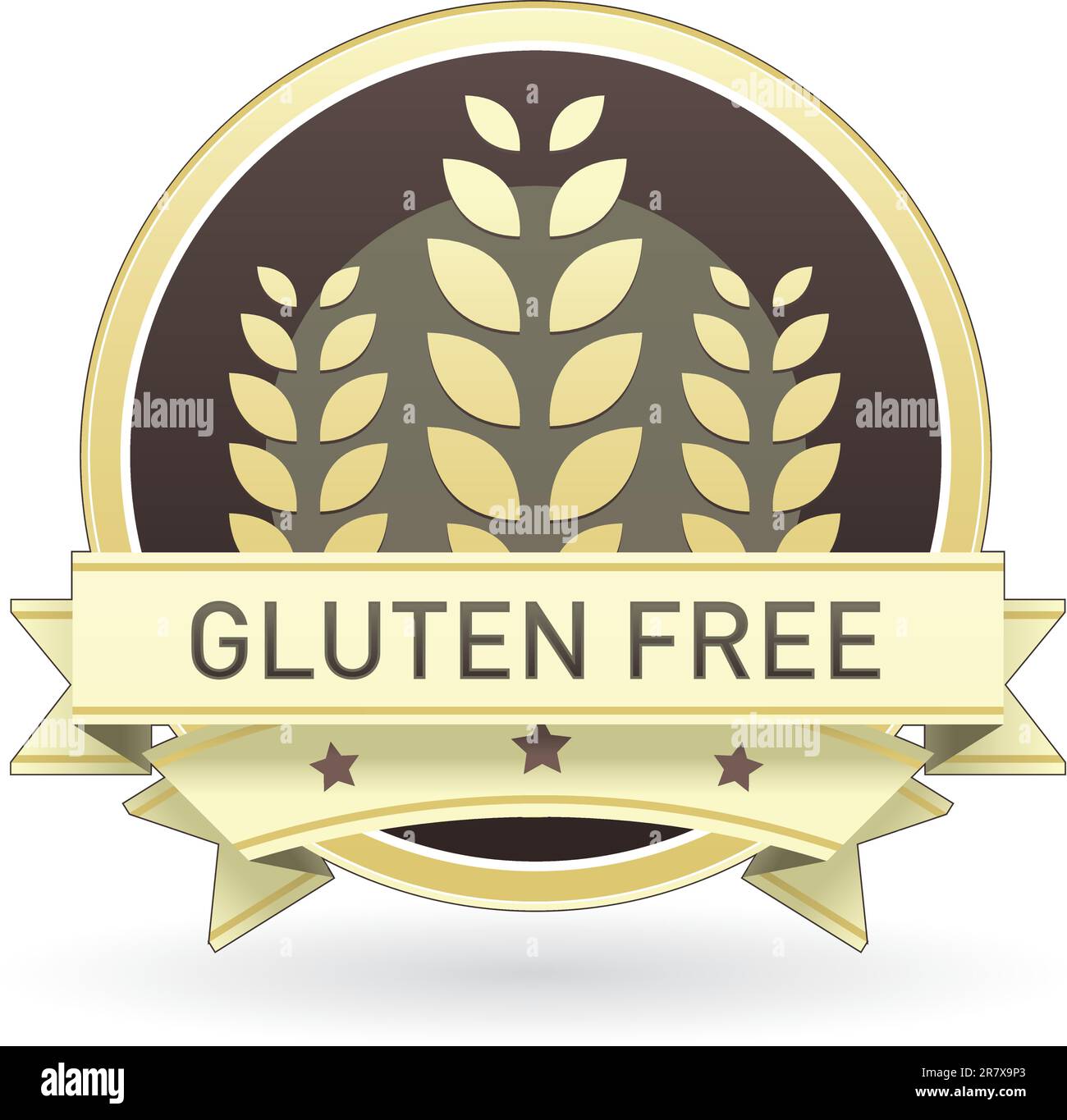 Gluten free food label, badge or seal with brown and tan color and ...
