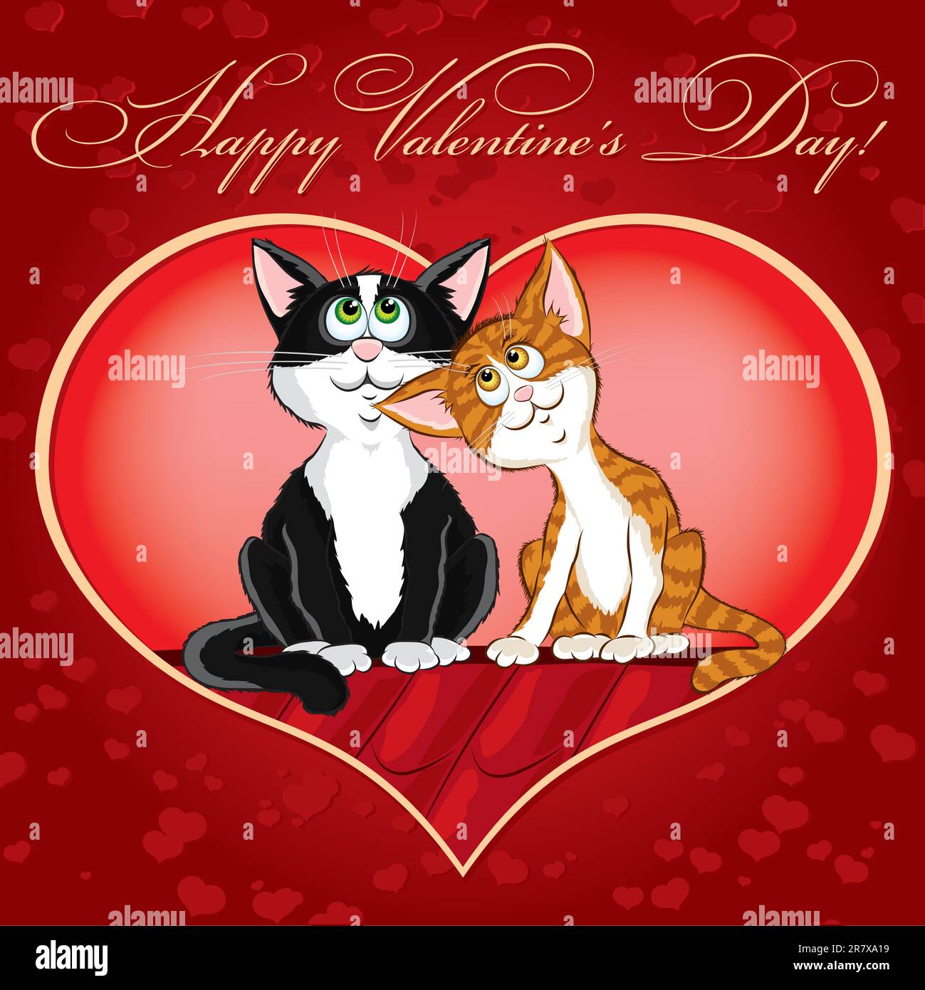 Valentine's day card with cats Stock Vector Image & Art - Alamy